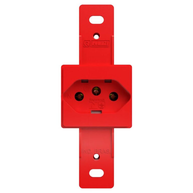 1 Tomada 2P + T Sem Placa Vermelho - Romazi - Sua energia nossa marca